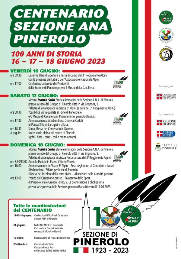 Pinerolo celebra il centenario di fondazione - Associazione Nazionale ...